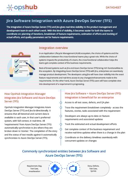 Jira Integration with Azure DevOps Server (TFS) Jira Integration with Azure DevOps Server (TFS)